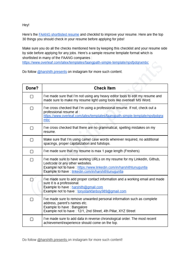 Resume Upgradation Checklist | Download Free PDF | Résumé