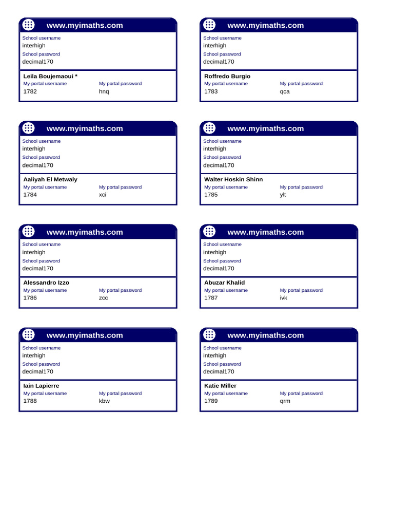 10a Mat H Exp 1 Student Password Labels | PDF | Computer Access Control ...