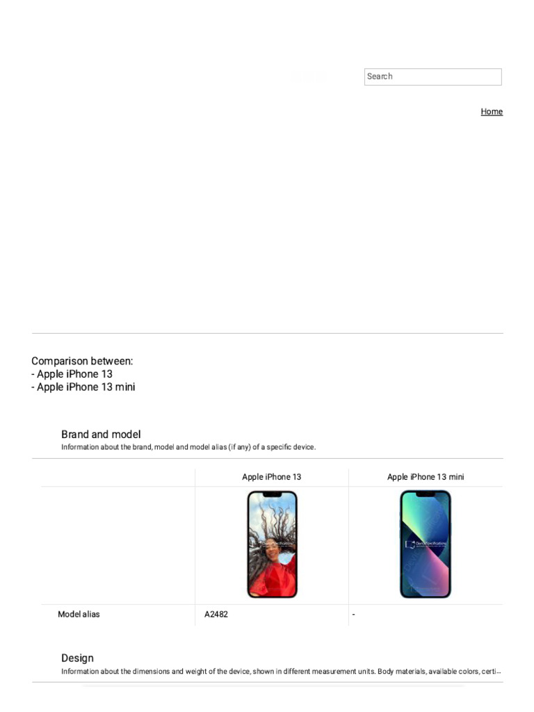 Comparison Between - Apple Iphone 13, Apple Iphone 13 Mini | PDF | Image Stabilization | Autofocus