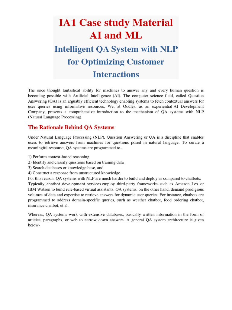 IA1 Case Study Material-AI and ML | PDF | Artificial Intelligence | Intelligence (AI) & Semantics