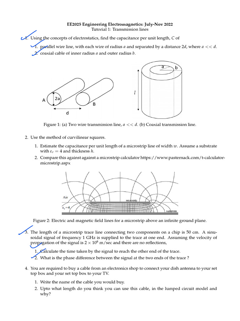 EE2025 Tut1 | PDF | Electromagnetic Radiation | Electrical Engineering