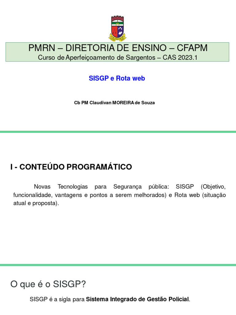 SISGP e Rota Web: Guia de Uso PMRN | PDF | Polícia | Rede mundial de ...