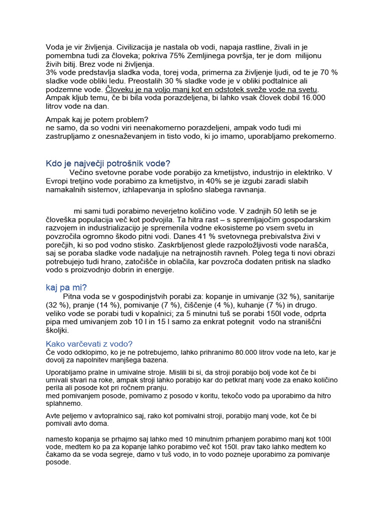 Varčevanje Vode | PDF