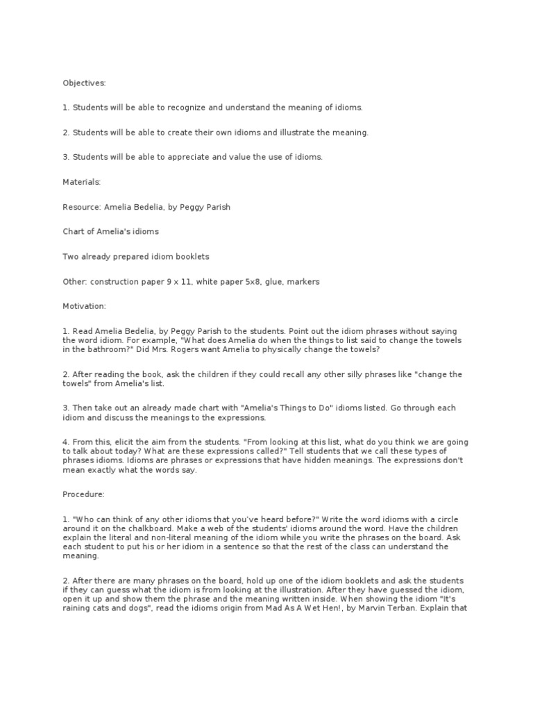 Teach Idioms with Amelia Bedelia | PDF | Idiom | Semiotics