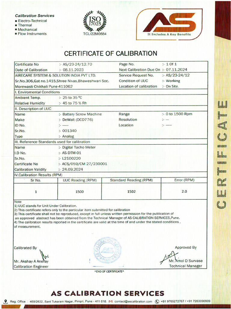 Calibration Reports. | PDF