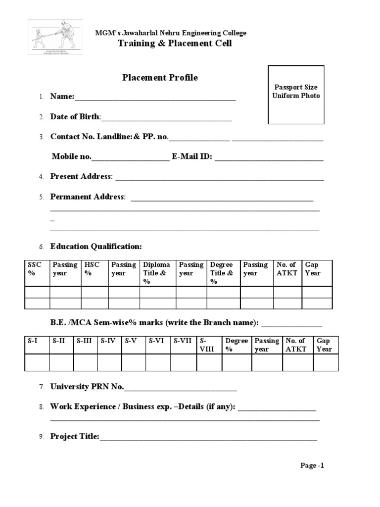 Placement Format | PDF