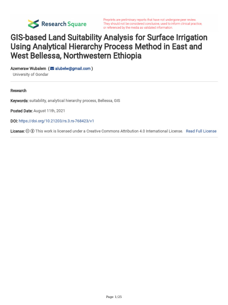 GIS-based Land Suitability Analysis For Surface Irrigation | PDF ...