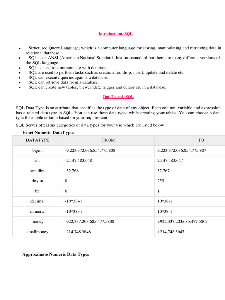 Dbms Module-2 SQL Fundamentals | Download Free PDF | Sql | Databases Dbms Module-2 SQL Fundamentals | Download Free PDF | Sql | Databases