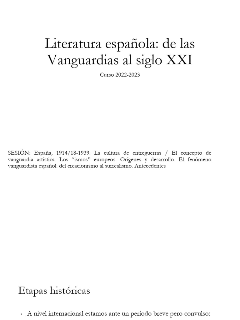 Literatura española: Vanguardias y contexto | PDF | Vanguardia