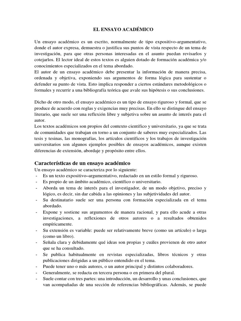 EL ENSAYO ACADÉMICO | Descargar gratis PDF | Ensayos | Citación