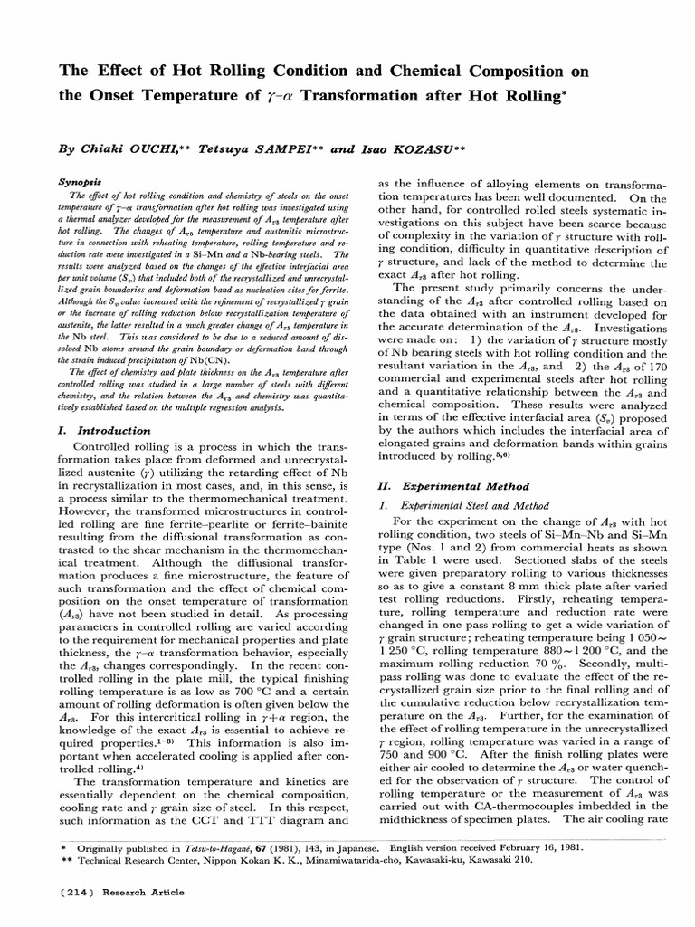 HSM Chemical | PDF | Rolling (Metalworking) | Steel