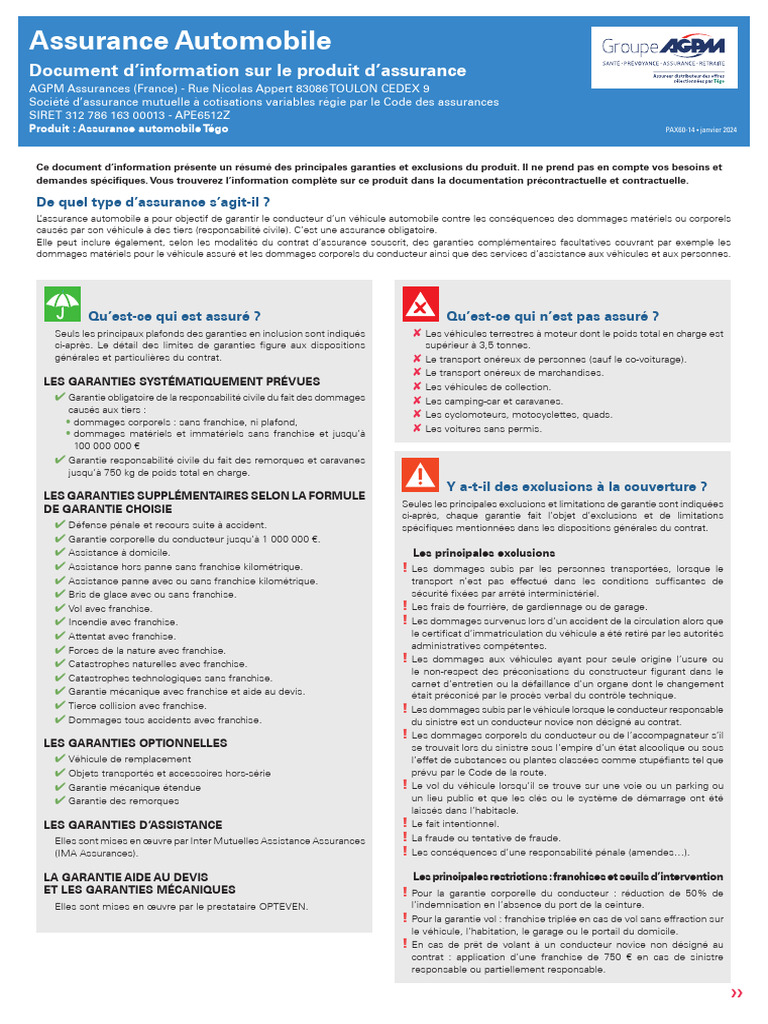 Exclusions de l'assurance automobile AGPM | PDF | Assurance | Véhicules