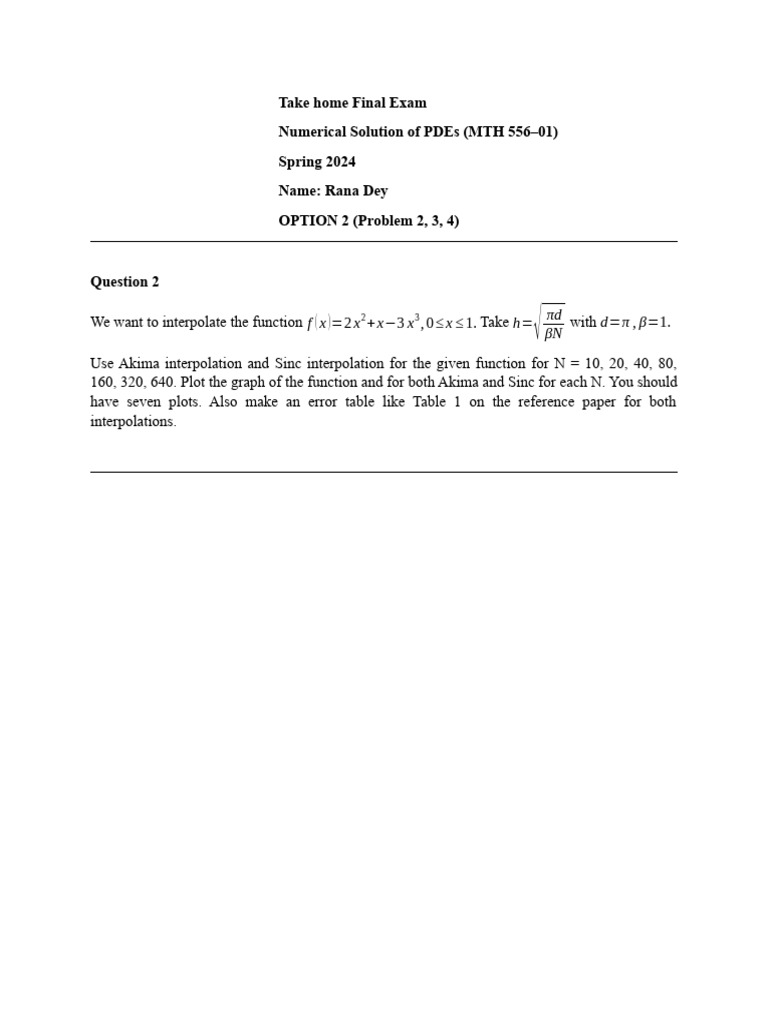 Take home Final Exam | Download Free PDF | Function (Mathematics) | Interpolation