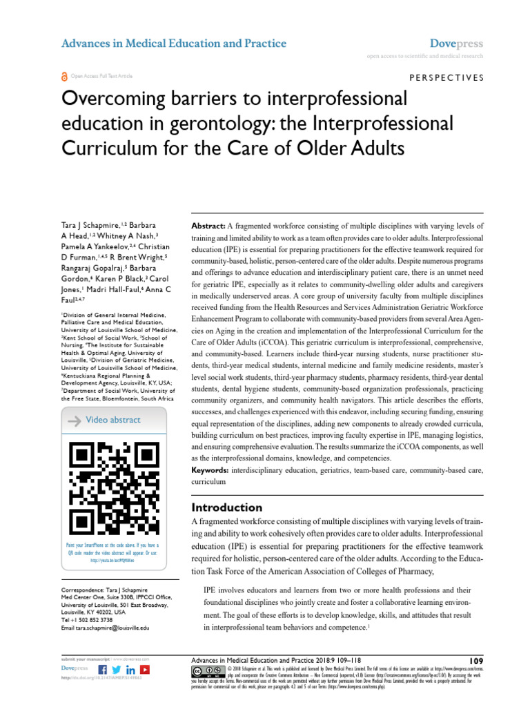 Overcoming Barriers | PDF | Geriatrics | Gerontological Nursing