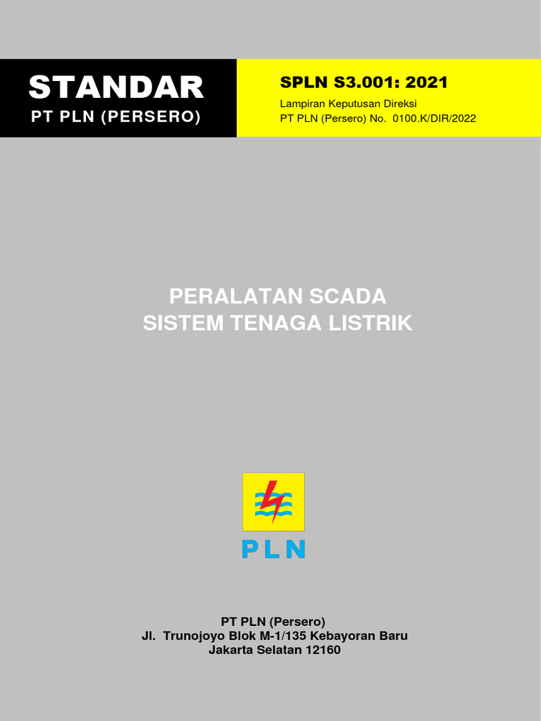 SPLN S3.001 - 2021 Peralatan SCADA Sistem Tenaga Listrik | PDF