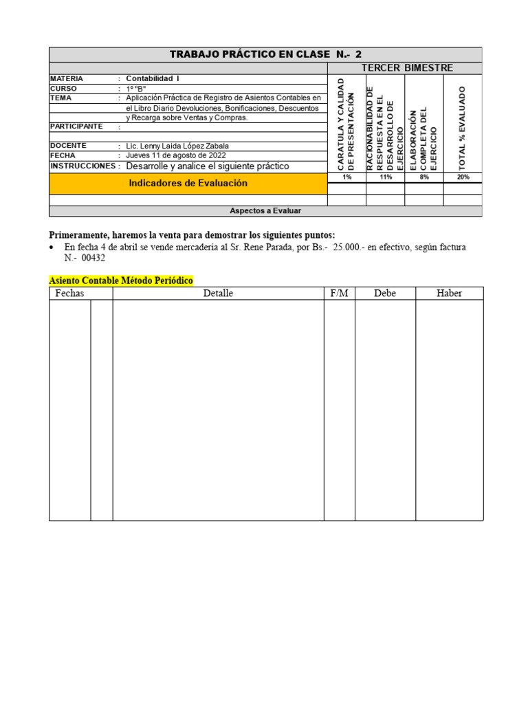 Tarea 02 Asignación Trabajo Práctico Sobre Devoluciones, Descuentos y Bonificaciones Sobre ...