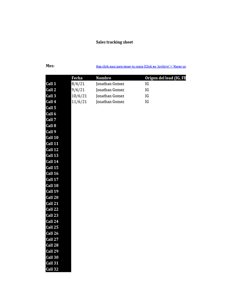 Sales Tracking Sheet | PDF