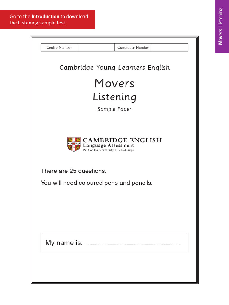 Movers Sample Papers Volume 2 Removed | PDF