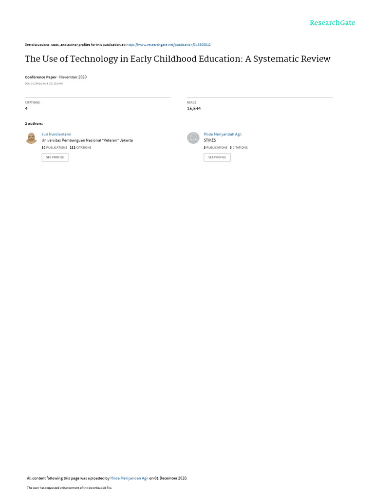 The Use of Technology in Early Childhood Education: A Systematic Review | PDF | Educational ...