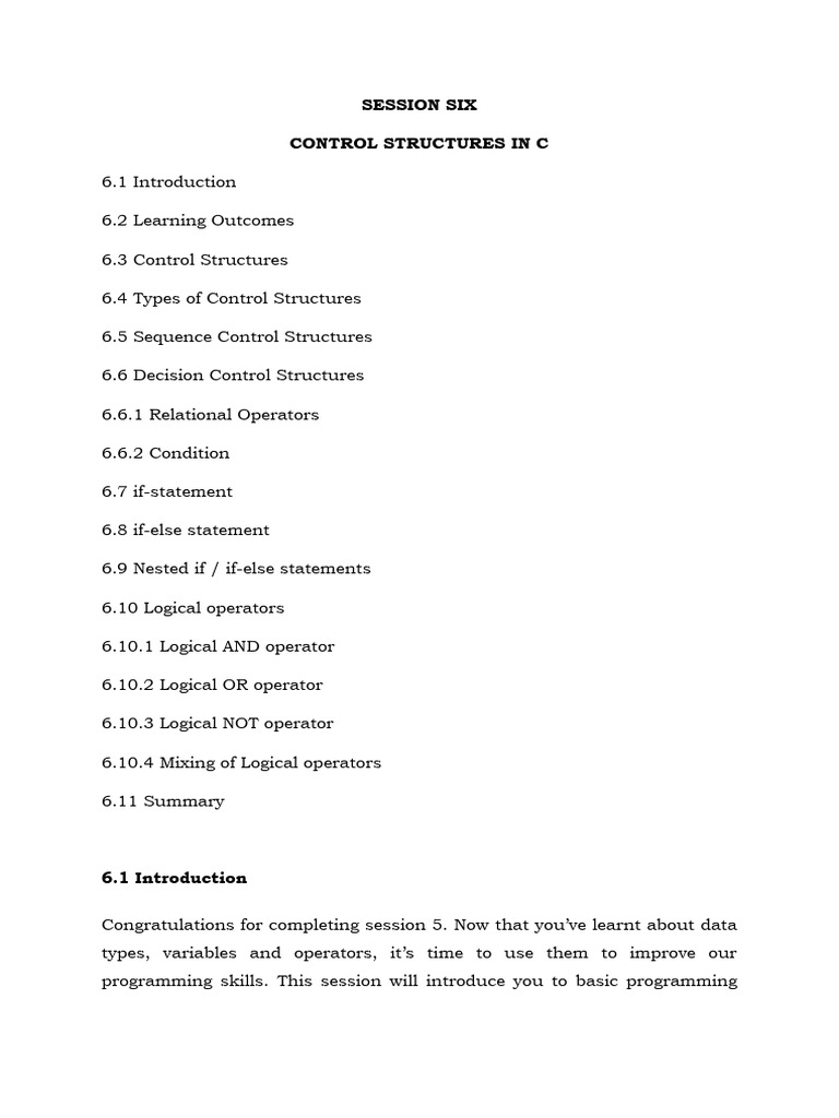Session 6 - Sequential and Decision Control Structures | PDF | Control Flow | Computer Programming