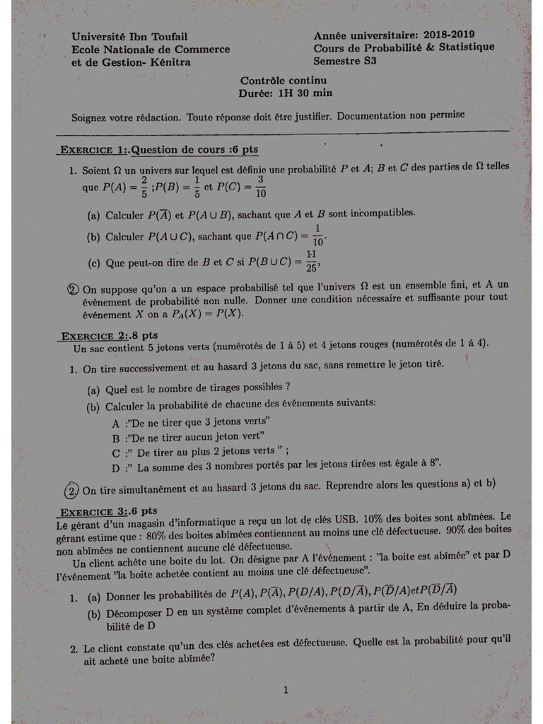 CC Proba 2018-2019 | PDF