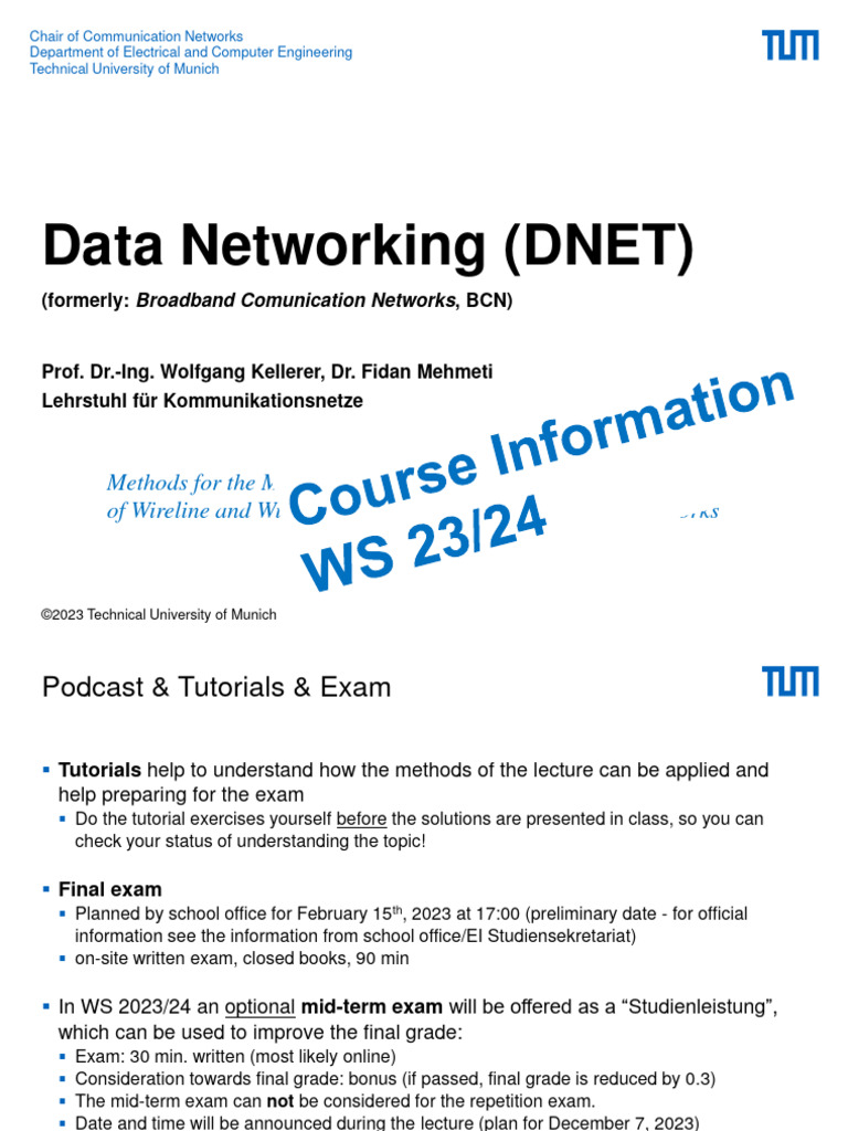 Data Networking Course Overview 2023/24 | PDF