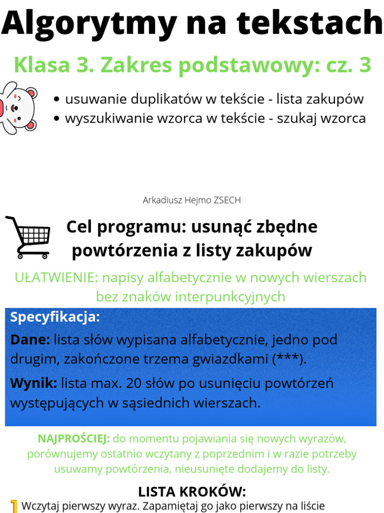 Algorytmy Na Tekstach Cz. 3 Usuwania Duplikatów I Wyszukiwanie Wzorca | PDF
