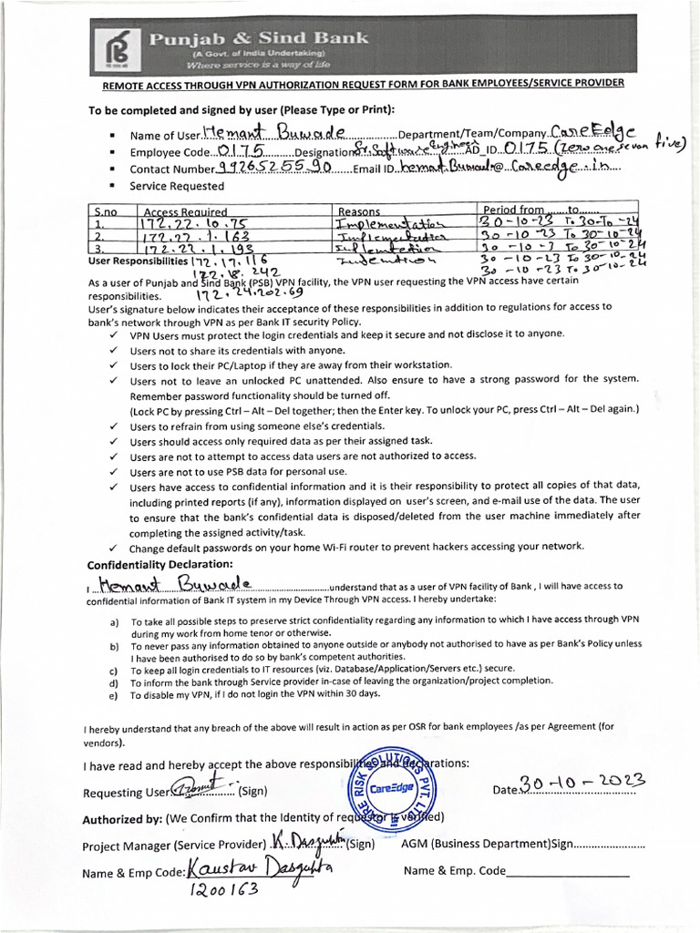 Hemant VPN Form | PDF
