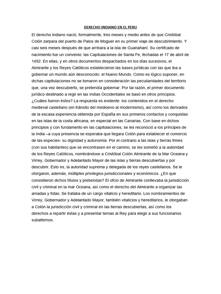 Derecho Indiano en El Peru | PDF