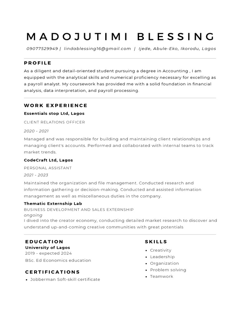 Madojutimi Blessing | PDF | Business