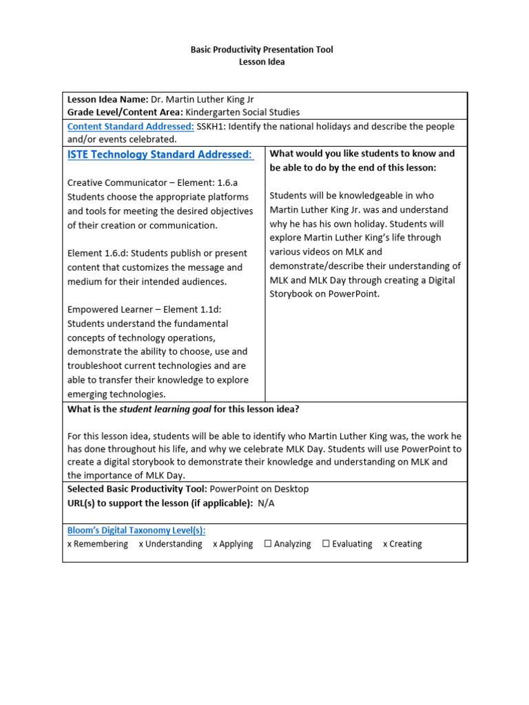 BPTs Basic Productivity Tools LESSON IDEA JV | PDF | Learning | Project Based Learning