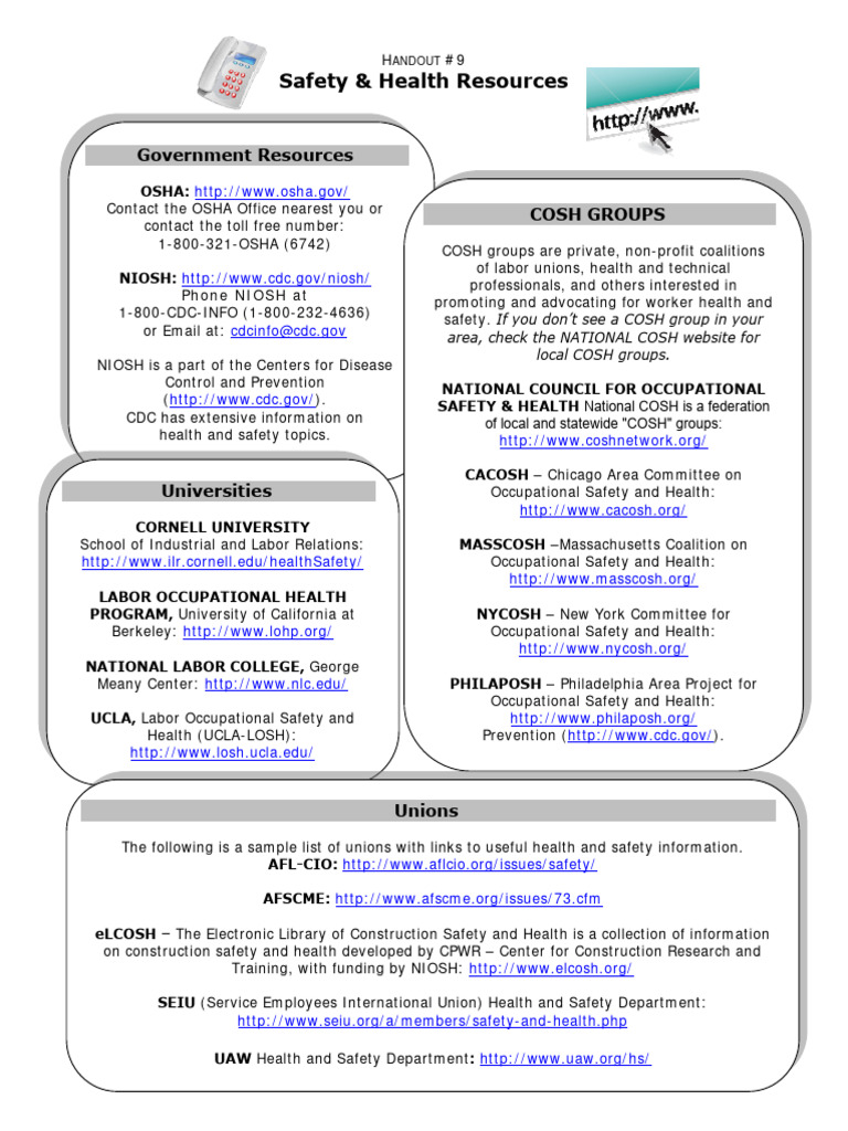OSHA handout | PDF | Occupational Safety And Health | Labor