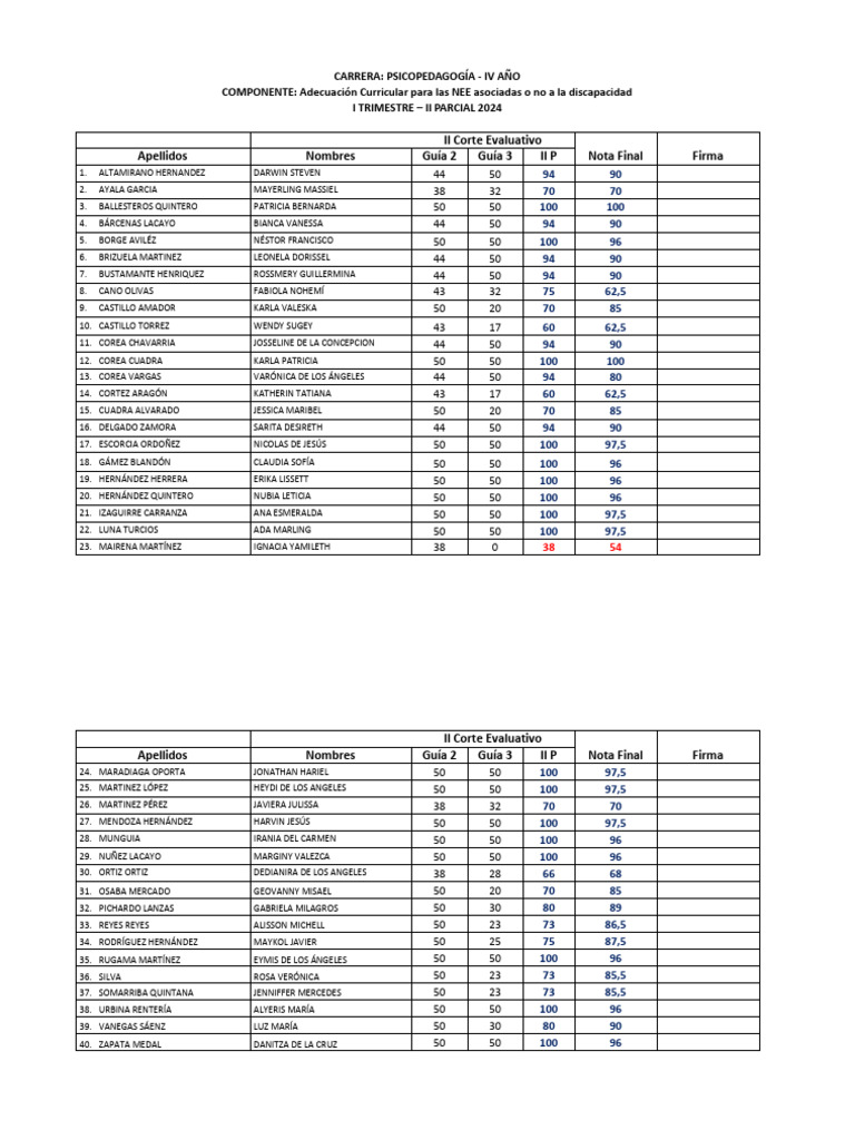Adecuación Curricular - Nota Final - 2024 | PDF