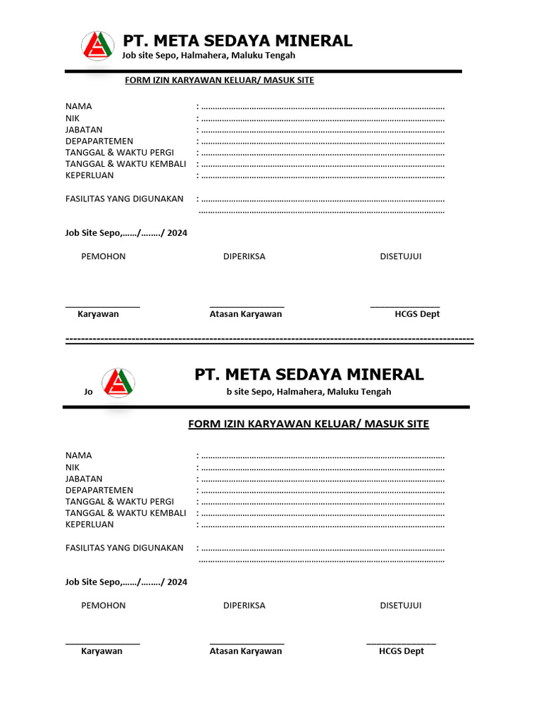 Form IZIN KARYAWAN Meta | PDF