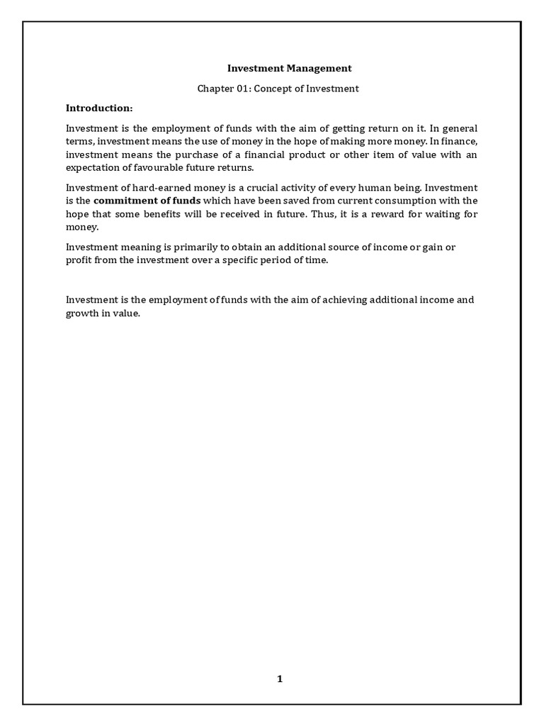 Chapter 01 Concepts Of Investment Download Free Pdf Investing