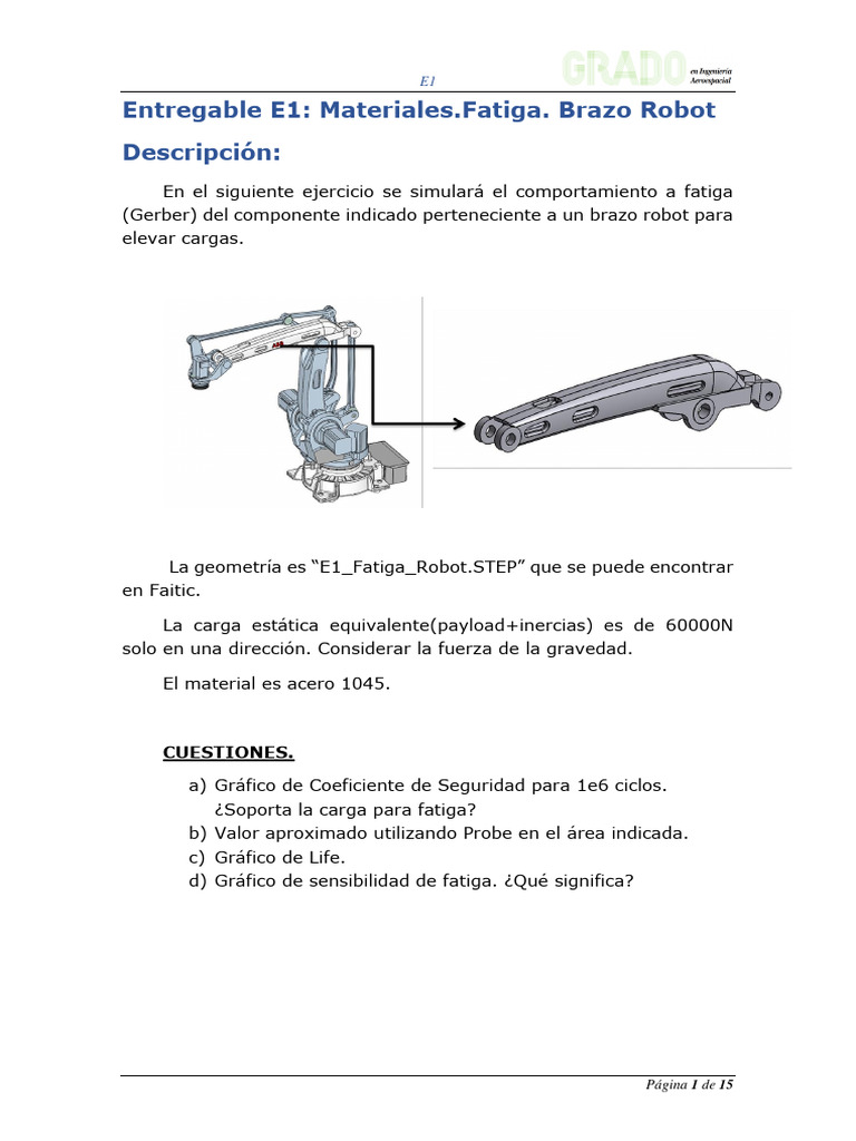 Guia Ejercicio E1 Materiales Fatiga | PDF | Fatiga (material) | Ingeniería mecánica