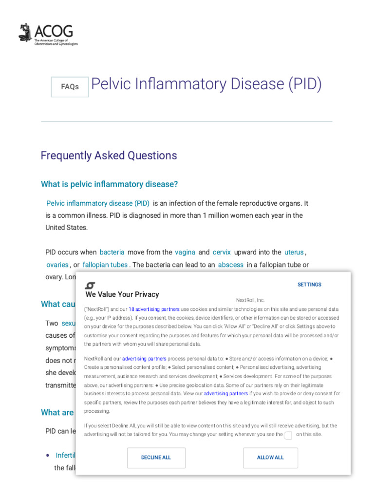 Pelvic Inflammatory Disease (PID) - ACOG | PDF | Sexually Transmitted ...