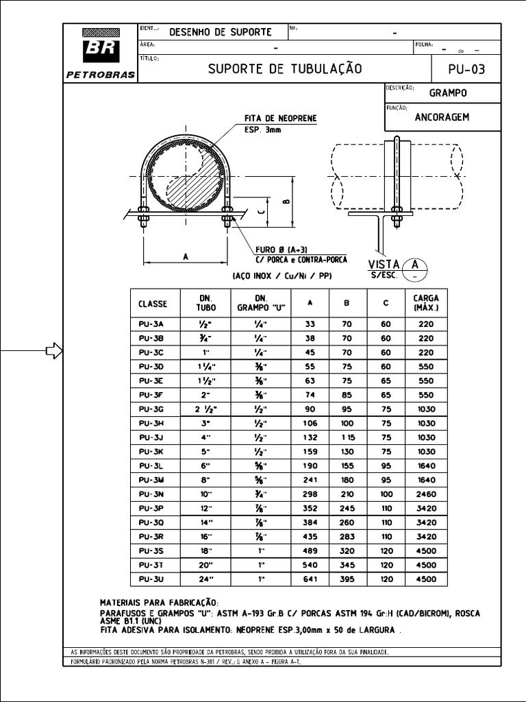 Tabela Grampo 'U' Até 24 Polegadas N-381 | PDF