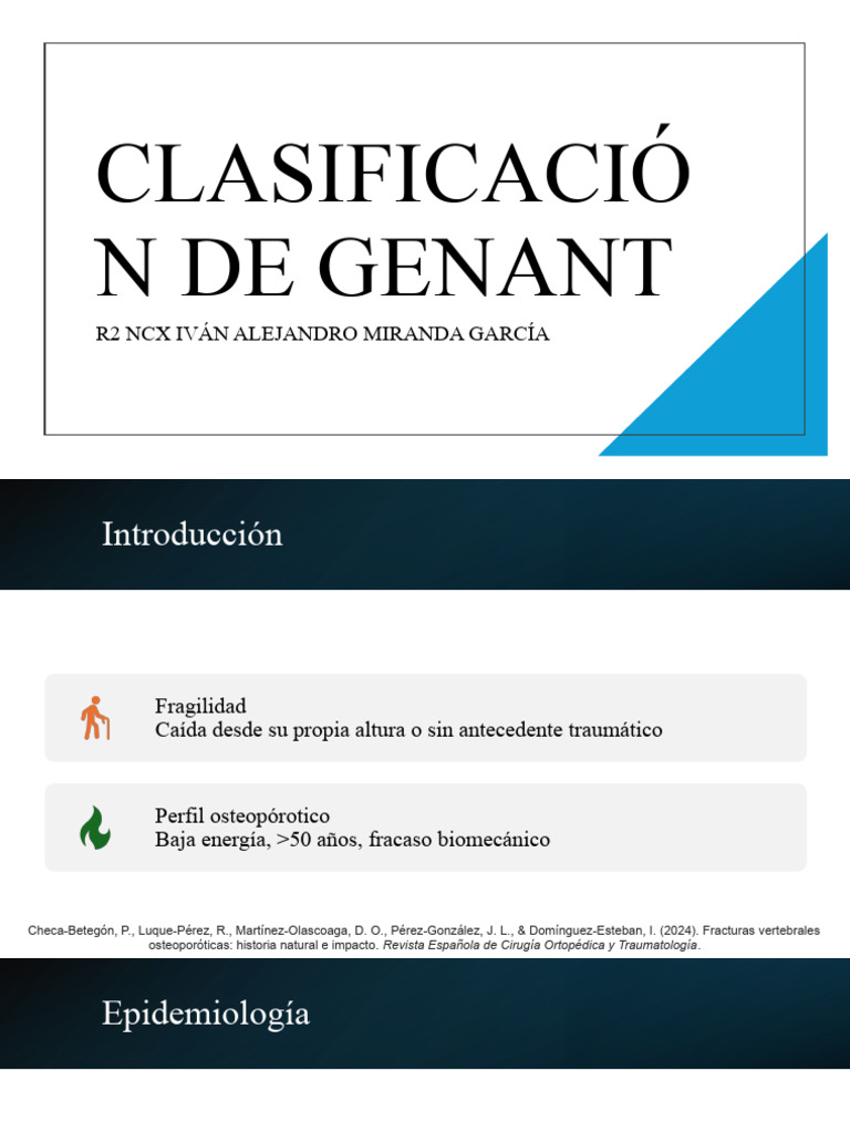 Clasificación de Genant en Fracturas Vertebrales | PDF | Osteoporosis ...