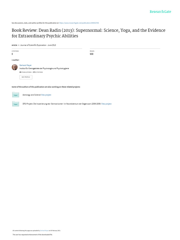 Book Review Supernormal Science Yoga and | PDF | Parapsychology | Reality