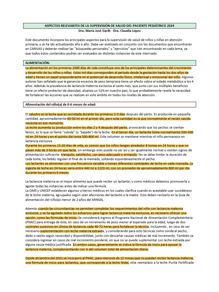 Documento Resumen APS Supervisión de Salud Versión 2024 | PDF | Amamantamiento | Vitamina D