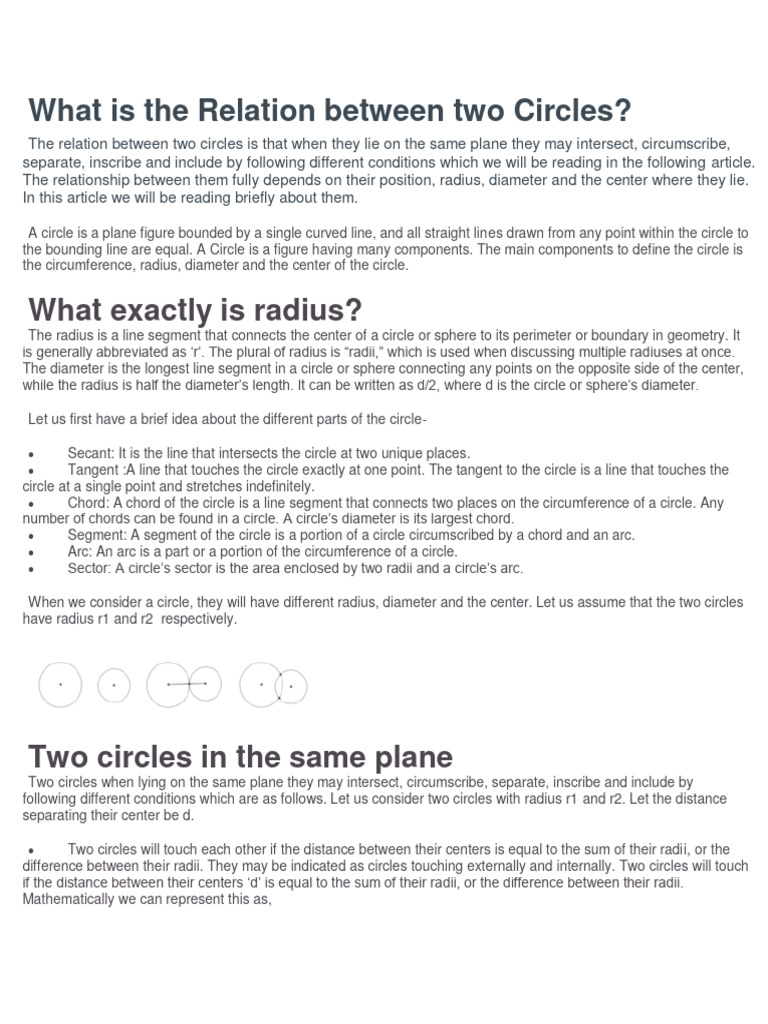 What Is The Relation Between Two Circles | PDF | Circle | Sphere