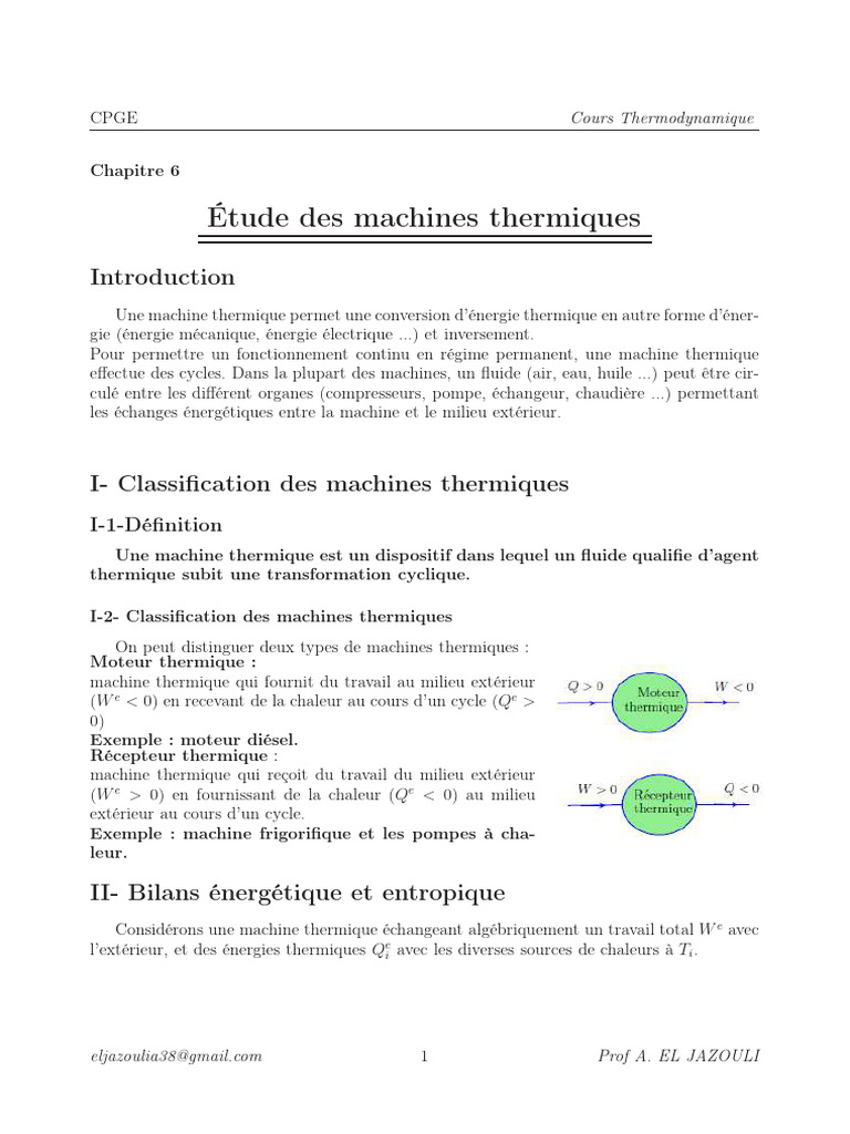 Étude des machines thermiques | PDF | Transfert thermique | Chaleur