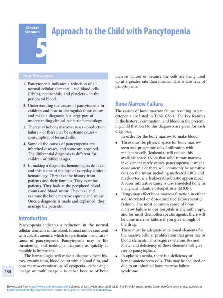 Approach To The Child With Pancytopenia | Download Free PDF | Bone ...