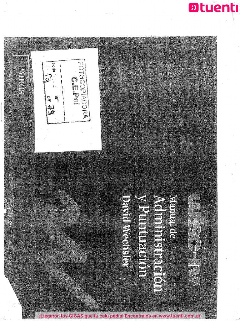 Wisc IV Manual de Administracion y Puntuacion | PDF