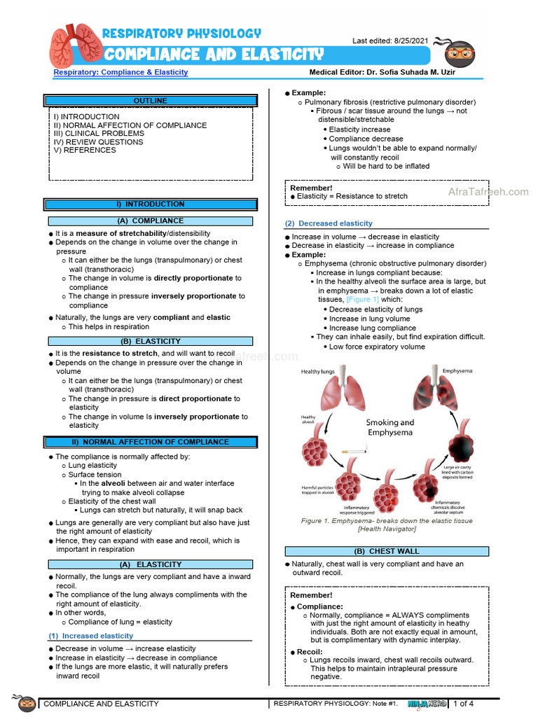 Compliance & Elasticity (2) Atf | PDF | Lung | Respiratory System