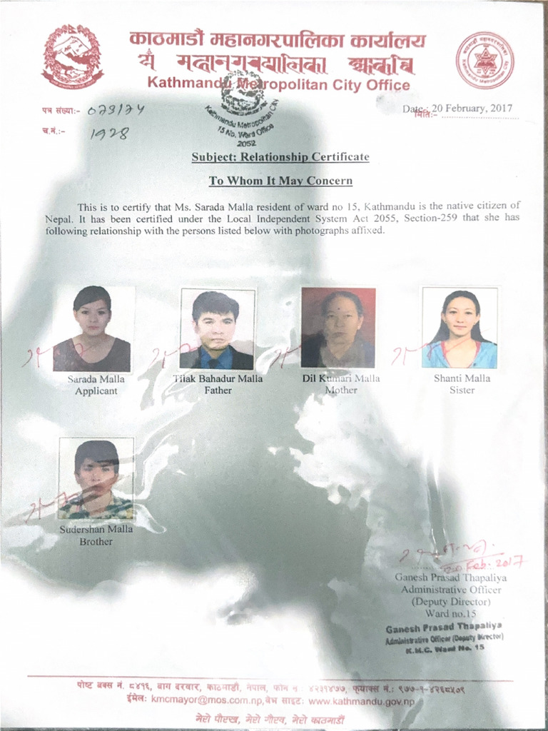 Relationship certificate | PDF