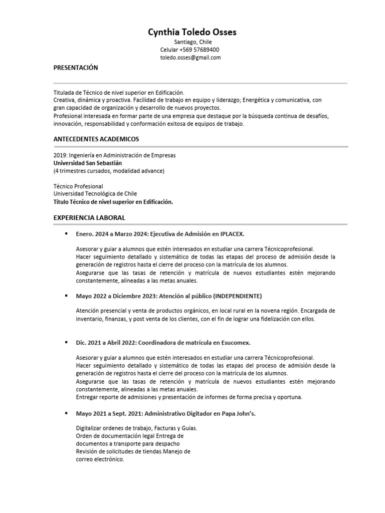 CVCYNTHIATOLEDO | PDF | Business
