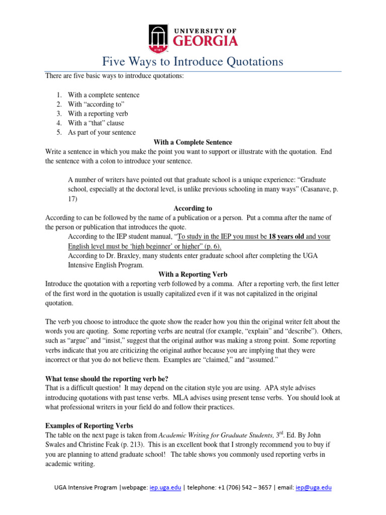 Five Ways To Introduce Quotations | PDF | Sentence (Linguistics) | Comma