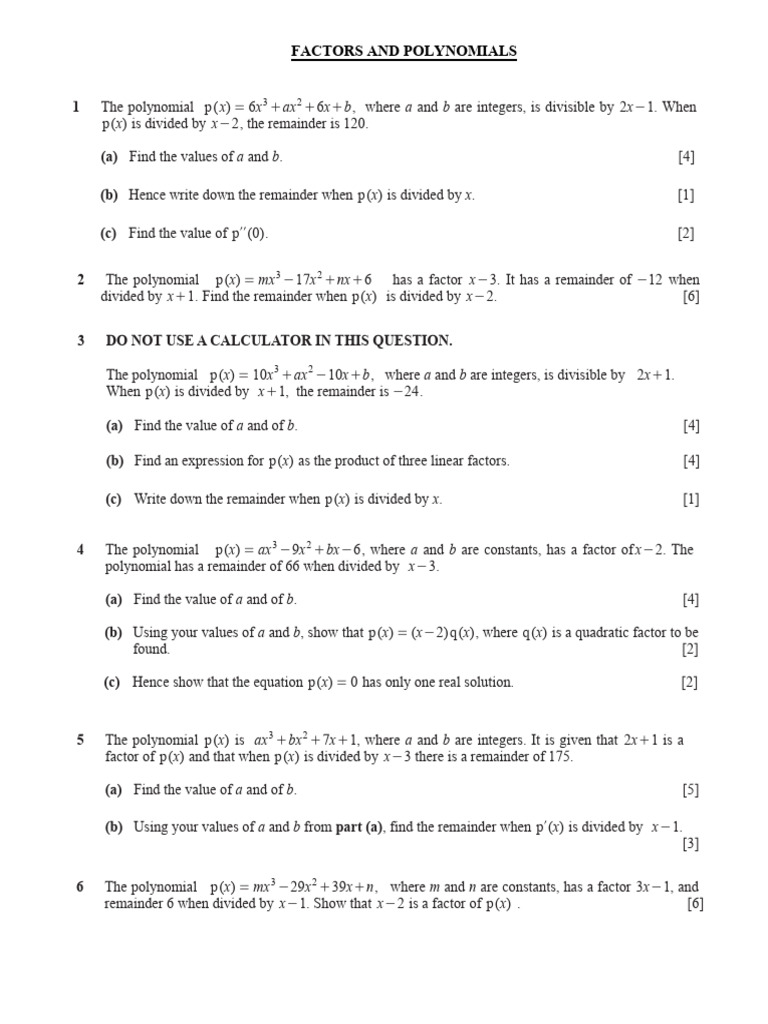Chap 4 Factors And Polynomials Download Free Pdf Factorization Polynomial